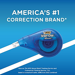 BIC Wite-Out Brand EZ Correct Correction Tape, 19.8 Feet, 4-Count Pack of white Correction Tape, Fast, Clean and Easy to Use Tear-Resistant Tape Office or School Supplies