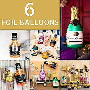Nelton Whiskey Birthday Party Decorations, Aged to Perfection Birthday Party Supplies Include Backdrop, Banner, Cake Topper, 24 Cupcake Toppers, 6 Foil Balloons, Table Cloth