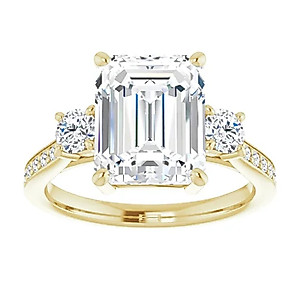925 Silver, 10K/14K/18K Solid Gold Moissanite Engagement Ring, 3.0 CT Emerald Cut Handmade Solitaire Ring, Diamond Wedding Ring for Women/Her Anniversary Ring, Birthday Gifts, VVS1 Colorless Rings