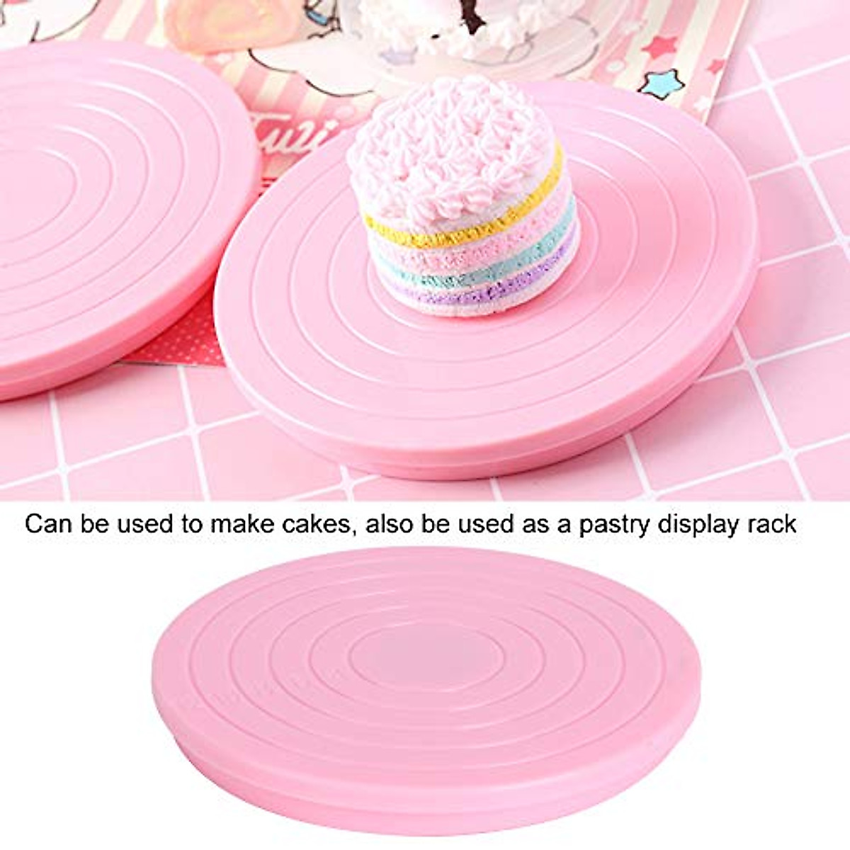 2pcs 5.5in Mini Cake Turntable, 360 Degree Revolving Cake Stand for Cupcake Decorating Displaying