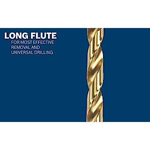 BOSCH TI2135IM 1-Piece 1/8 In. x 2-3/4 In. Titanium Nitride Coated Metal Drill Bit Impact Tough with Impact-Rated Hex Shank Ideal for Heavy-Gauge Carbon Steels, Light Gauge Metal, Hardwood