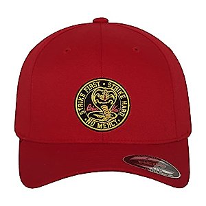 Cobra Kai Officially Licensed Patch Flexfit Cap (Red), Small/Medium