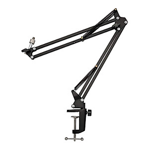 AKG P220 High-Performance Large Diaphragm True Condenser Microphone Bundle with Desktop Boom Scissor Arm Mic Stand and Pop Filter (3 Items)