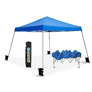 PHI VILLA Instant Shelter Canopy,Angled Leg 12' x 12' UV Block Sun Shade Canopy Gazebo for Patio Outdoor, Lightweight, Blue