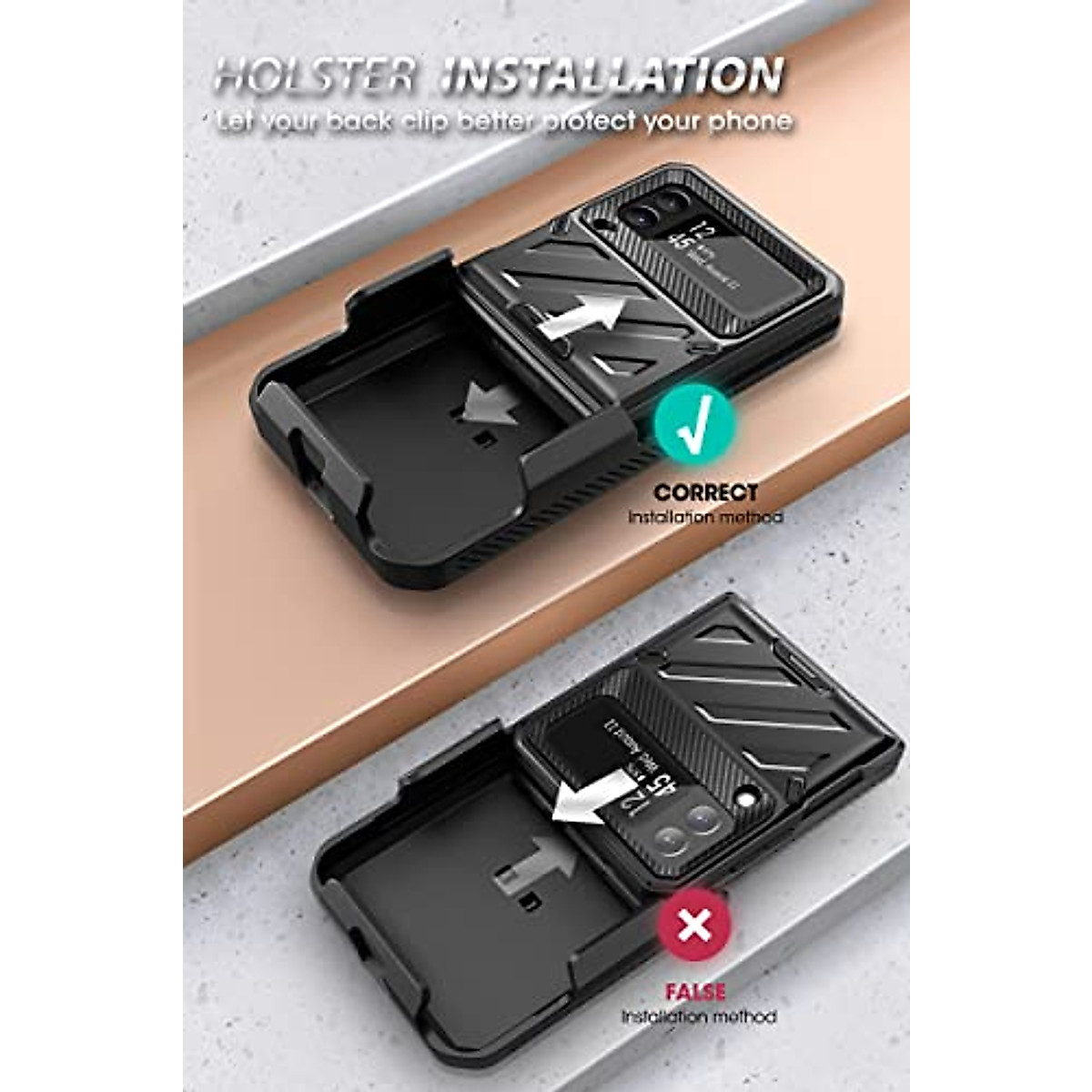 SUPCASE Unicorn Beetle Pro Series Case for Samsung Galaxy Z Flip 3 5G (2021), Full-Body Dual Layer Rugged Protective Case with Holster (Black)