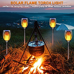 LazyBuddy Solar Torch Light with Flickering Flame, Upgraded 3 in 1 Solar Fire Lights Outdoor Hanging Lanterns, Large Solar Powered Christmas Decorations Tiki Torches for Garden, Pathway, Lawn, Yard