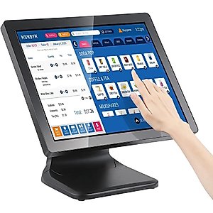 MUNBYN 17-inch POS-Touch-Screen-Monitor, POS-System-for-Small-Business, Multi-Touch Monitor, 400 nits True Flat Seamless Capacitive LED, VGA/HDMI Input for Office, POS, Restaurant, No Driver Required