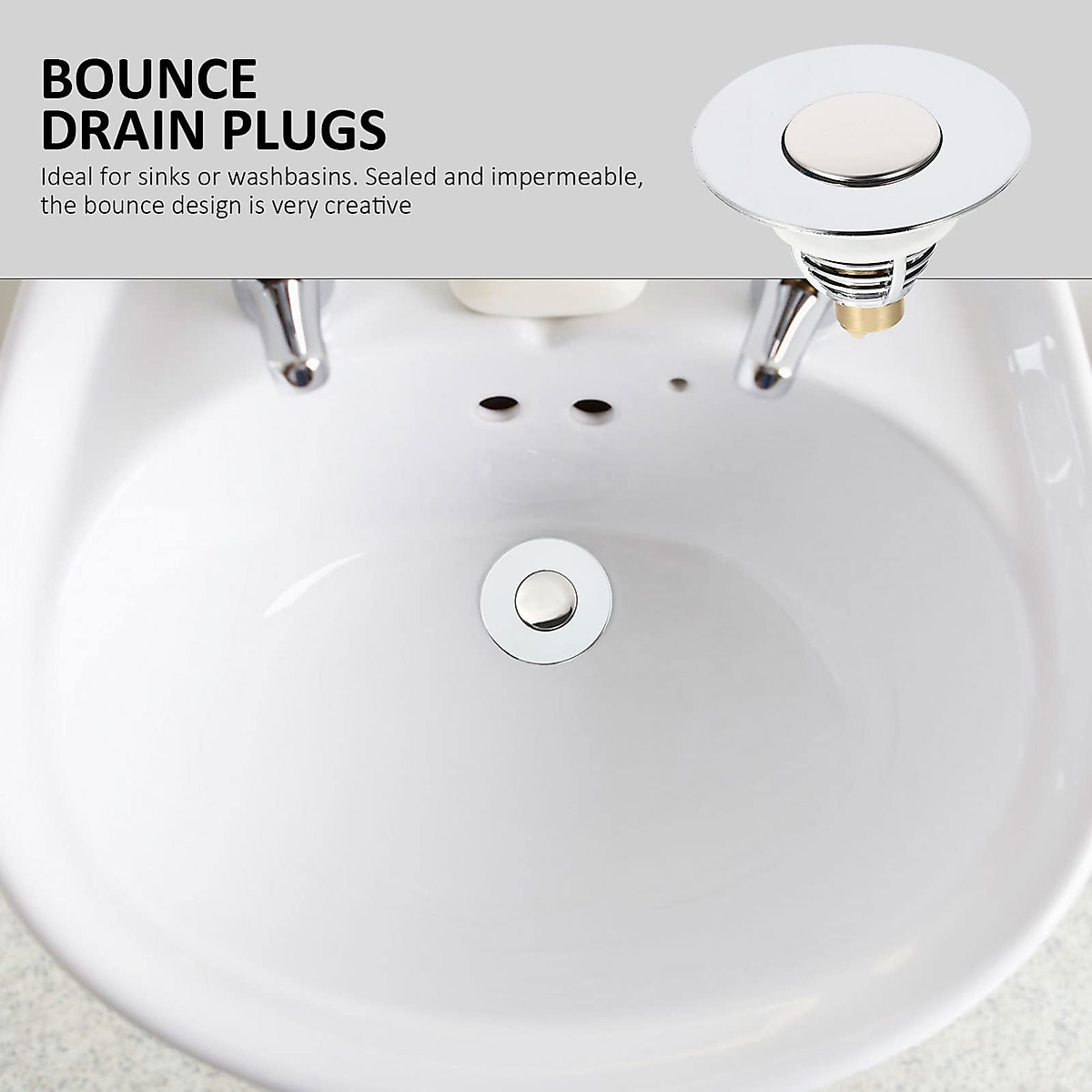 Hemobllo Wash Basin Drainer Filter Water Bathtub Strainer Wash Basin Press Plugs Bathroom Drain Bounce Drain Plug Drain Stoppers Kitchen Sink Drainer Plug Blush Abs Plating Body Washbasin