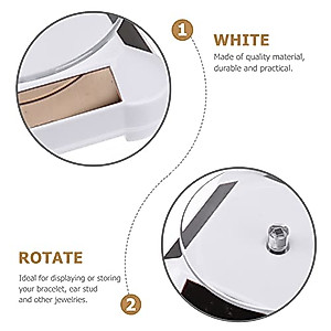 Housoutil Mobile Holder Solar Rotating Display Stand, 10cm/ Load 500g Rotating Turntable Stand for Jewelry Watch Mini Model- White Bracelets Holder