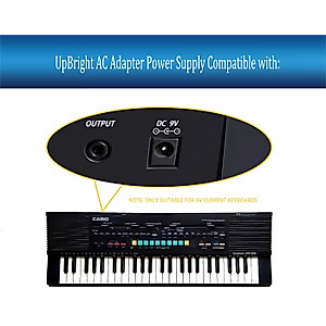 UpBright 9V AC Adapter Compatible with Casio LK-56 LK-215 CT-670 CT-680 DG-1 LK-100 CTK-551 CTK-56 CTK-149 CTK-470 CTK-680 CT-637 Tone Bank ToneBank Digital Piano Keyboard 9VDC Power Supply Charger