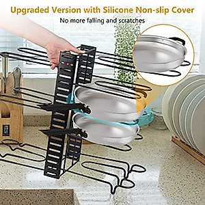 XSUPER Pots and Pans Organizer for Cabinet, Adjustable 8 Tier Pot Rack Organizer with 3 DIY Methods, Kitchen Pan Organizer Rack for Under Cabinet, Pot Lid Holder for Kitchen Organization & Storage