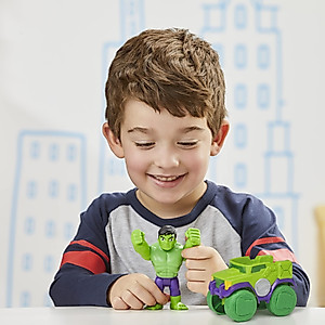Marvel Spidey and His Amazing Friends Hulk Action Figure and Smash Truck Vehicle, Preschool Toy for Kids Ages 3 and Up