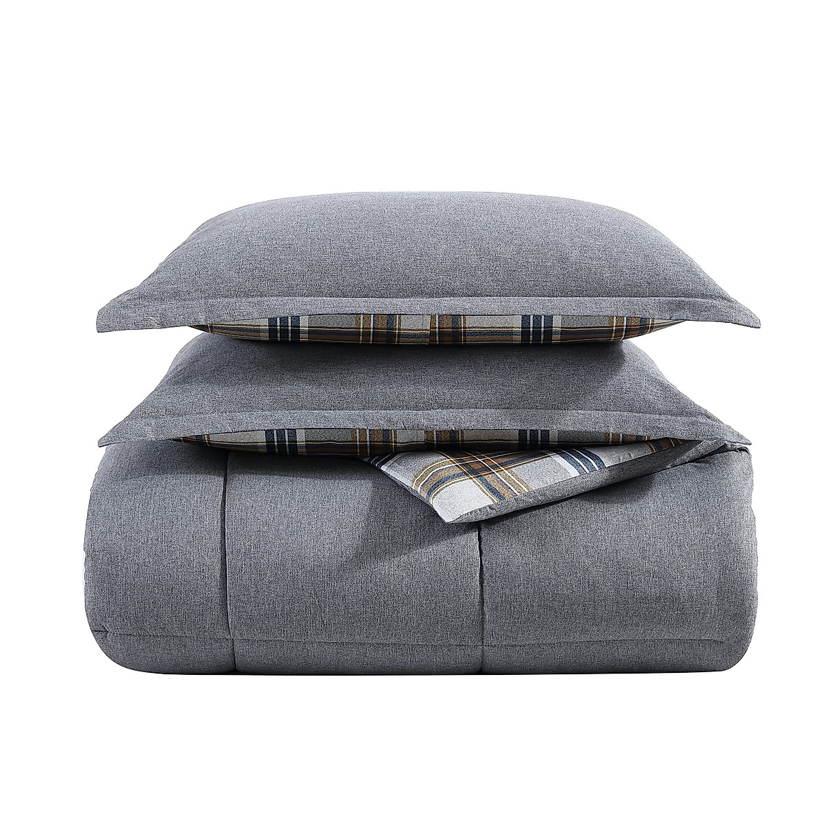 Eddie Bauer - Queen Duvet Cover Set, Reversible Bedding with Matching Shams, Stain Resistant Home Decor (Richmond Grey, Queen)