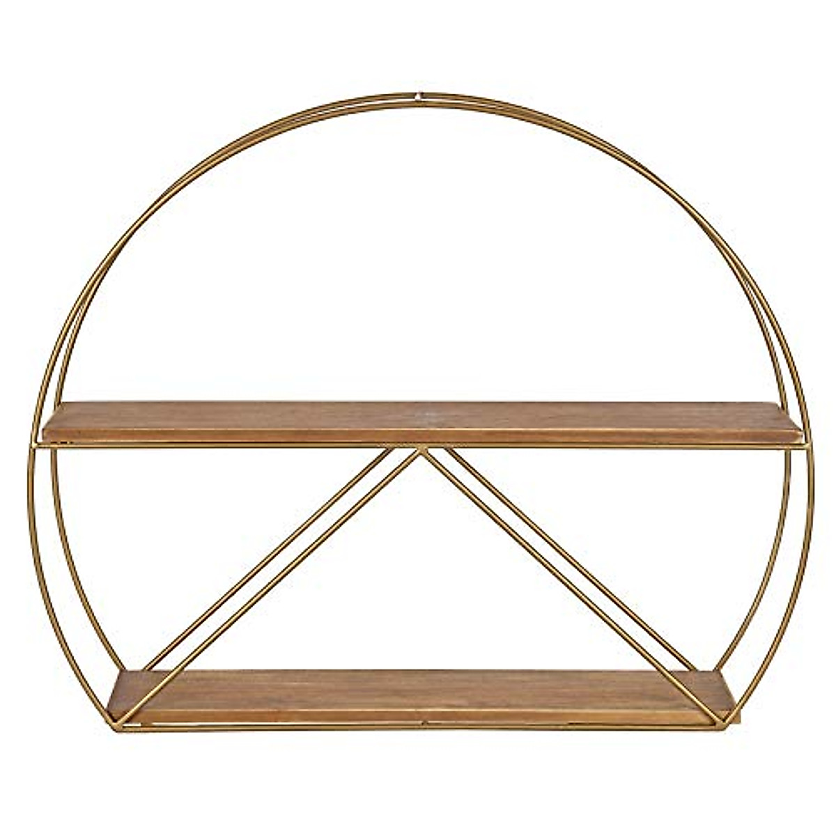 Kate and Laurel Delmar Mid-Century Modern Wall Shelf, 26" x 21", Brown and Gold, Glamorous Geometric Wall Decor