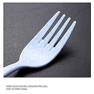 SUNNYHILL 4PCS Portable Utensils Set Straw Cutlery Set Healthy Eco-Friendly Wheat Biodegradable Chopstick Fork Knife Spoon Set for Travel Picnic Camping Students Daily Uses with Portable Case (blue)