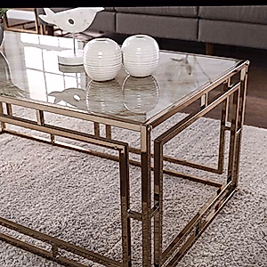 SEI Furniture Simondley Cocktail Table, 24D x 43.75W x 18H in, Champagne w/Faux Marble