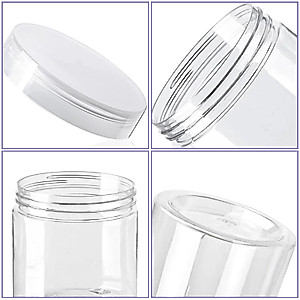 20 Pack 4oz Clear Plastic Jars with Lids,Wide-Mouth Refillable Storage Containers,Empty Round Containers for Candy,Beads,Lotion,Slime Making and Food Storage