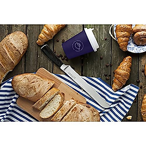 Kitory Bread Knife Serrated Knife 8‘’ Ultra Sharp Slicing Knife with Sheath German High Carbon Steel Wavy Edge Cake Slicer Bakery Slicing Cutter Ergonomic Ideal for All Types of Bread