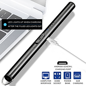 AAA Lighter Electric Lighter Candle Lighter USB Lighter with Upgraded LED Battery Display Safety Switch for Kitchen Candle Cooking BBQs Fireworks Rechargeable Flameless Plasma Windproof Pocket Size