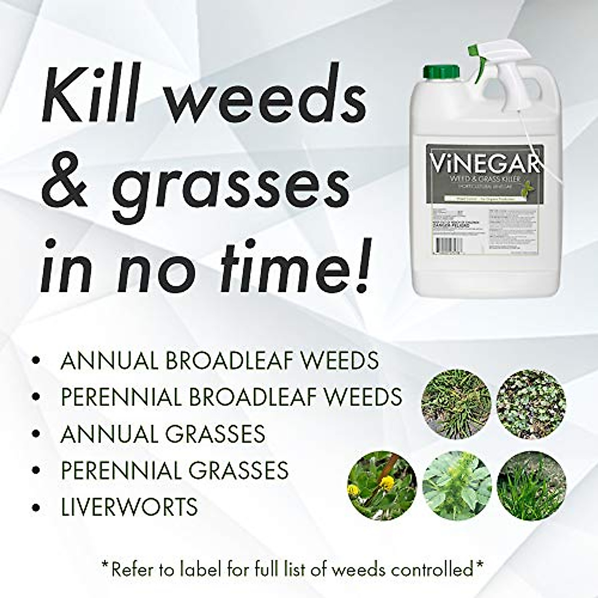 Vinegar Weed & Grass Killer with Sprayer – Weed & Grass Killer Approved for Organic Production | Pet Safe | Glyphosate Free Herbicide - 1 Gallon with Sprayer