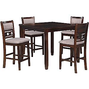 New Classic Furniture Gia 5-Piece Dining Table with Four Chairs, 42" Counter Set, Cherry