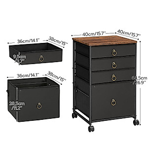 HOOBRO 4-Drawer Mobile File Cabinet, Rolling Printer Stand with drawers, Under Desk Rolling File Cabinets for Home Office, A4/Letter Size, Nonwovens Drawer, Easy Assembly, Black BFK40WJ01