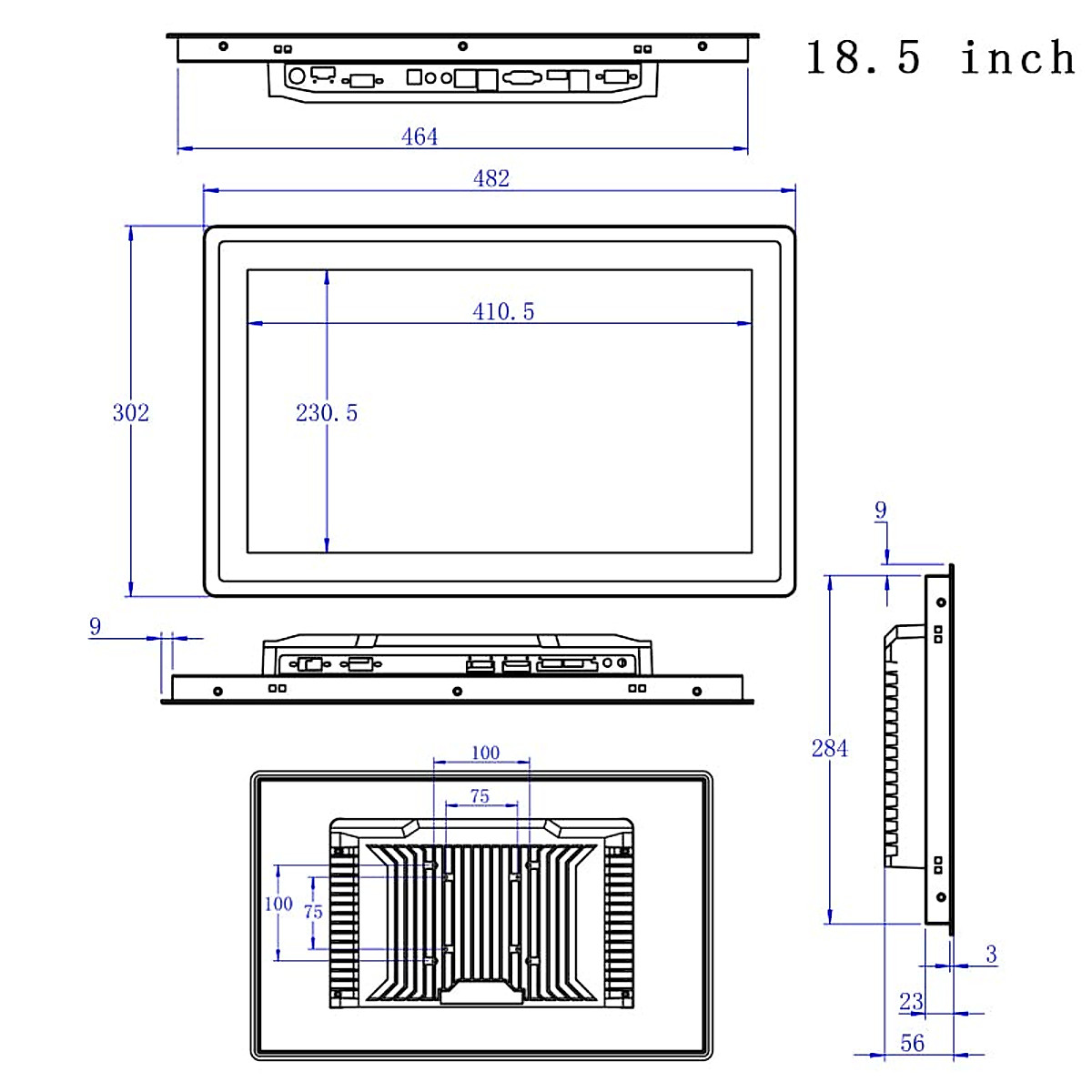 18.5 Inch Industrial Tablet PC capacitive Touch IP65 Panel Win10 (8GB RAM+128GB SSD, Core i3-5010U)