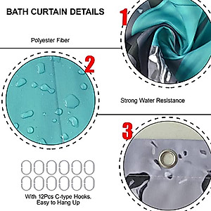 4Pcs Green Daisy Shower Curtain Sets with Non-Slip Rugs, Toilet Lid Cover and Bath Mat, Floral Butterfly Bathroom Decor Set Accessories Waterproof Shower Curtains with 12 Hooks, 72 x 72 Inch