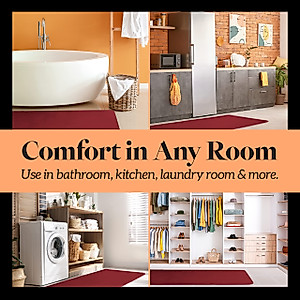 Genteele Bath Mats for Bathroom Non Slip - Red 20" x 32" Memory Foam Bathroom Rugs - Quick Dry Bath Mat