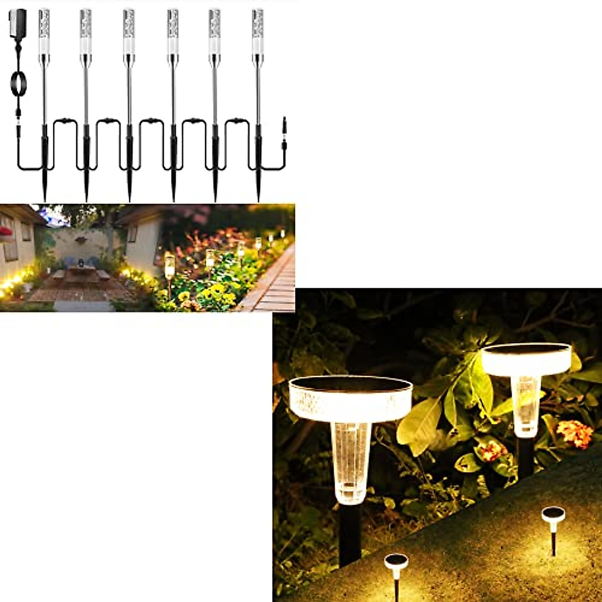 GreenClick Extendable 6 Pack LED Path Lights & Solar Pathway Lights, 2 Pack Solar Lights Outdoor Waterproof IP65