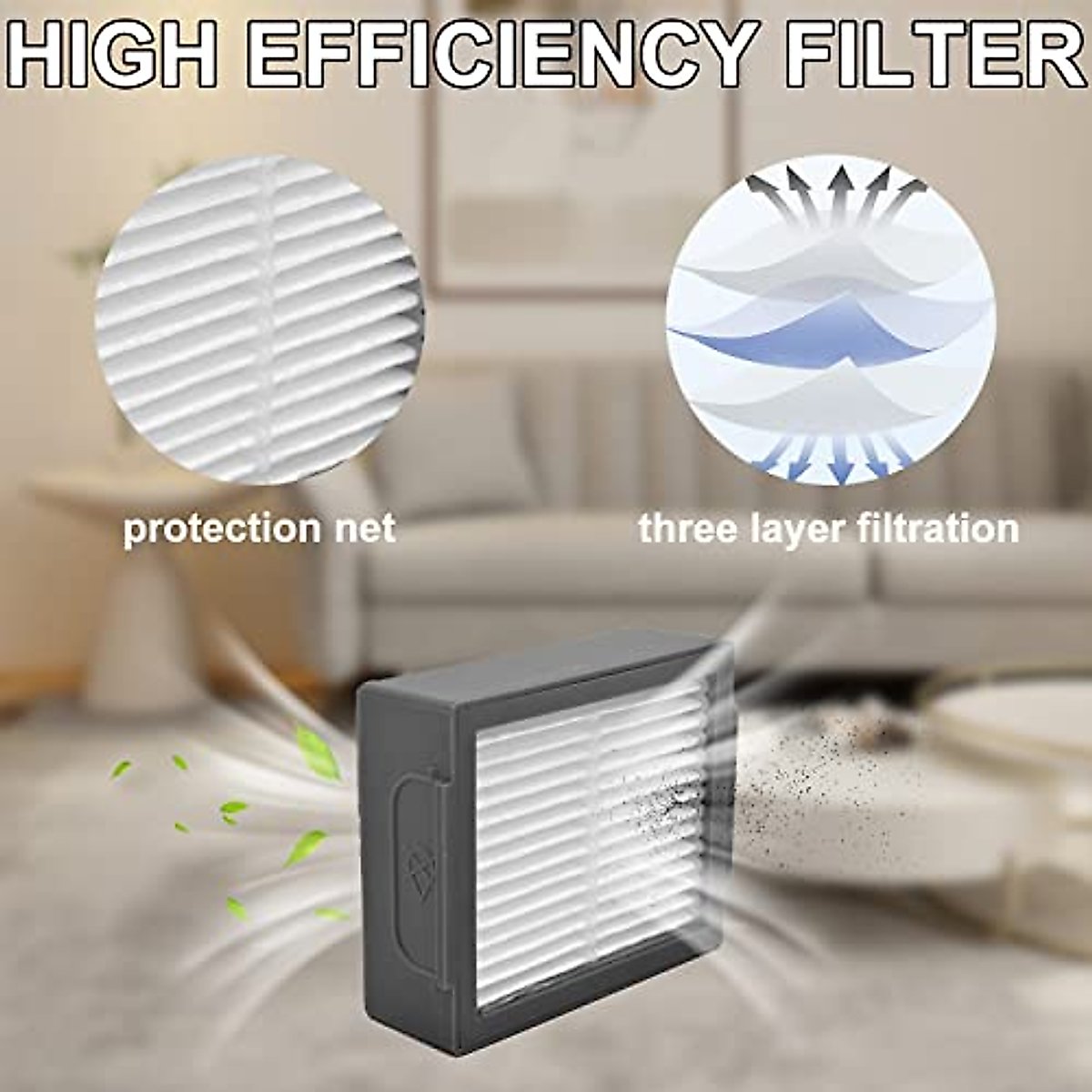 COMUSTER Replacement Parts Compatible for iRobot Roomba E&i&j Series i7 j7 i3 i4 i7+ Plus i3+ i4+ i6 i6+ i8 i8+ E5 E6 j7+ Plus,4Multi-Surface Rubber Brush,6High-Efficiency Filter,6Edge-Sweeping Brush