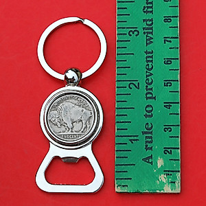 US 1913~1938 Indian Head Buffalo Nickel 5 Cent Coin Silver Tone Key Chain Ring Bottle Opener NEW