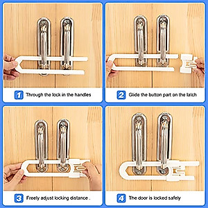 10 Pack Baby Sliding Cabinet Locks - Vmaisi Adjustable U Shaped Child Safety Locks,Childproof Latches for Kitchen Bathroom Storage Cupboards Doors, Handles and Knobs White (10)