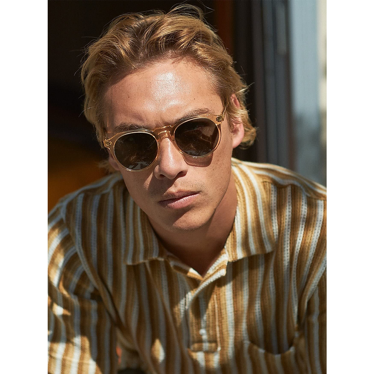 Raen Remmy 49 Polarized Round Sunglasses, Champagne Crystal, 49 mm