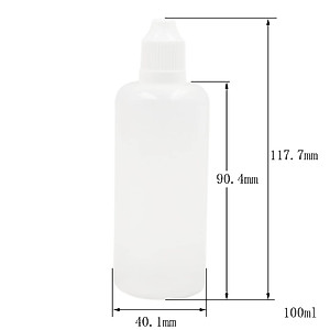 NANSHINE 100MLx10 LDPE Plastic Dropper Bottles Empty Squeeze Liquid Eye Dripper Containers with Child Resistant Cap (Bottles + Mixing Color Caps + Tips+label)