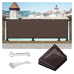 WUZMING Balcony Privacy Screen UV Protection Weatherproof for Fence Outdoor Balcony Cover with Cable Ties HDPE Weather Resistant (Color : Brown, Size : 70x250cm)