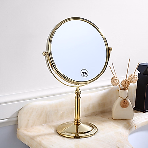 KOHARA Magnification Makeup Mirror 360 Rotating Professional Desktop Cosmetic Mirror 8" Double Sided Magnifier Stand (Color : Gold 6 inches)