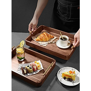 Generic Round Black Walnut Wood Serving Tray, Medium+Large