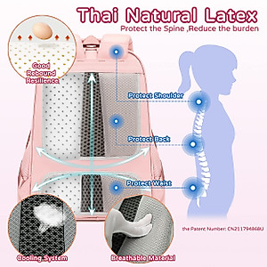 YOJOY Laptop Backpack 15.6 Inch School Bag Kids Elementary Primary Backpacks Large College Bookbags for Women Girls Teens Waterproof Travel Daypack (Pink)