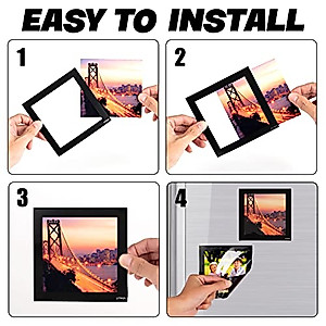 4X4" Magnetic Picture Frame with Black Border(10 Pack) ,Square Magnet Photo Pockets,Decorations for Fridge/Lockers with Clear Plastic Cover (Classic)
