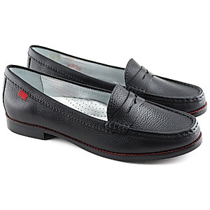 Womens Casual Comfort Genuine Leather Driving Moccasins Slip on Penny Loafer Black Grainy 8