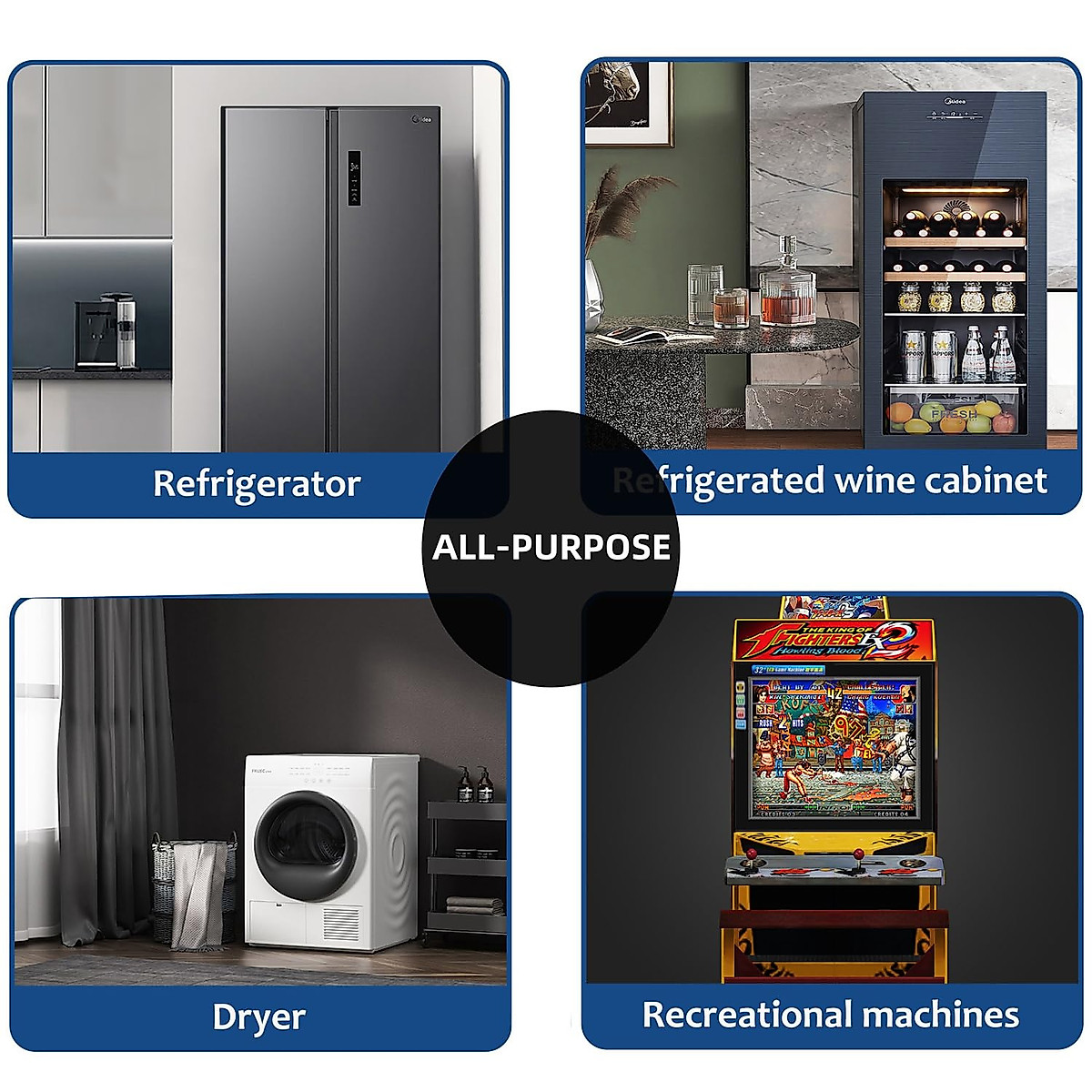 WKKLQ Adjustable Mini Fridge Stand with 4 Lockable Universal Rollers,Washer and Dryer Stand with Wheels,Movable Furniture Dolly Refrigerator Stand(4 Double Wheels Black)