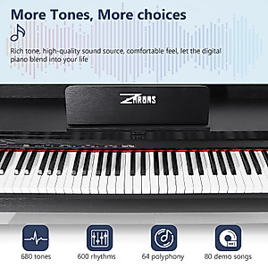 ZHRUNS Digital Piano 88 Key Full-Size Weighted Keyboard Piano,MP3 Function, Remote Control, Power Supply, 3 Pedals, MIDI/Headphone/Audio Output Feature, Suitable for Beginners/Adults