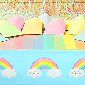 BLUE PANDA 3 Pack Pastel Rainbow Tablecloth for Baby Shower Decorations, Unicorn Birthday Party (54 x 108 in)