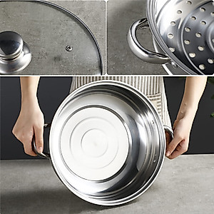 4 Piece Stainless Steel Steamer Pot Set with Glass Lid and handle,for Steamer Cooking,Casserole,Saucepan (4 layer)