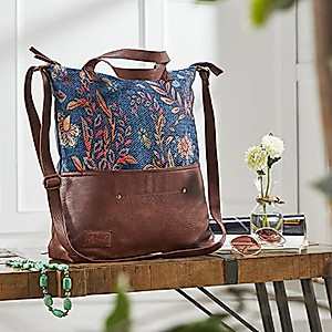 Mona B Amelia Upcycled Recycled Durrie Vegan Tote Handbag with RFID Blocking