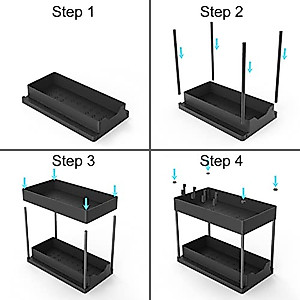 Under Sink Organizers and Storage, Bathroom Organizer, Cabinet Organizer, Kitchen Organization, 2 Tier Multi-purpose Organizers, Pull Out Sliding Drawer & Easy-Grip, 2 PCS