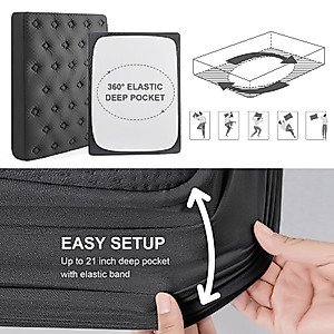 Hansleep Memory Foam Queen Mattress Topper, Queen Mattress Pad Cover with Deep Pocket, Breathable Pillow Top Mattress Topper Queen with Gel Foam, 60x80 Inches, Charcoal