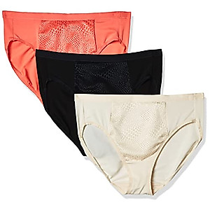 Warner's womens Blissful Benefits Tummy Smoothing Hi-cut Panty Underwear, Sugar Coral Pearled Ivory Black, X-Large US