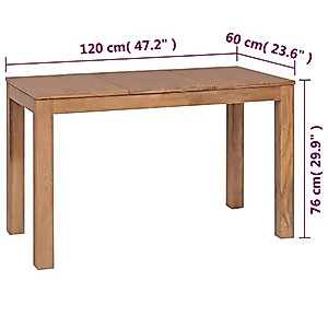 vidaXL Solid Teak Wood Dining Table Natural Finish Sleek Rustic Home Kitchen Restaurant Dinner Meal Table 47.2"